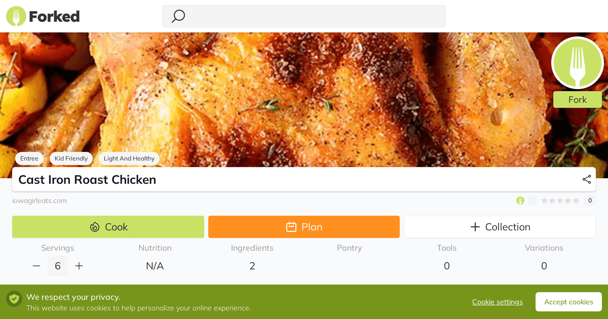 Cast Iron Roast Chicken Forked