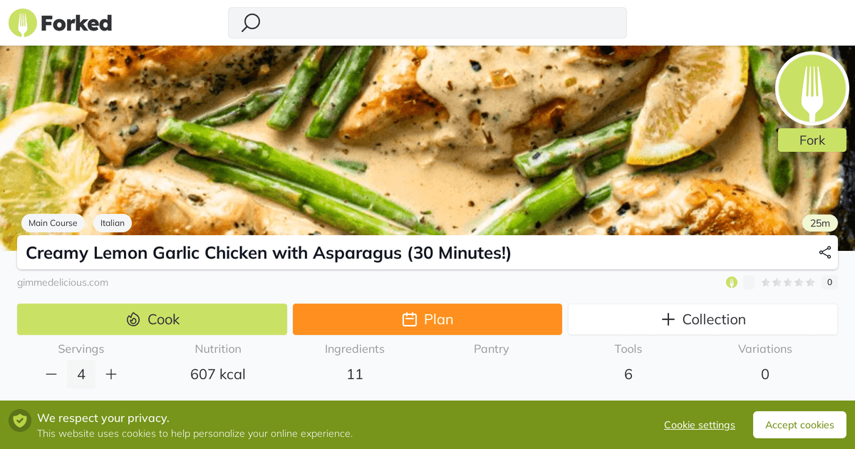 Creamy Lemon Garlic Chicken with Asparagus (30 Minutes!) | Forked