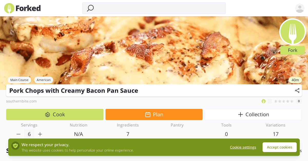 Pork Chops with Creamy Bacon Pan Sauce | Forked