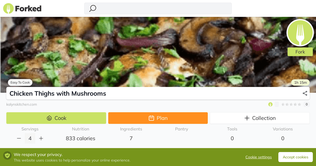Chicken Thighs with Mushrooms | Forked