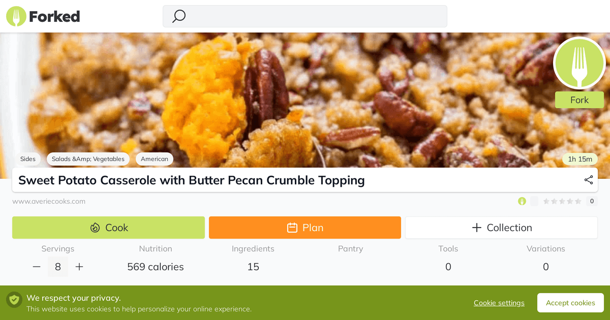 Sweet Potato Casserole with Butter Pecan Crumble Topping | Forked